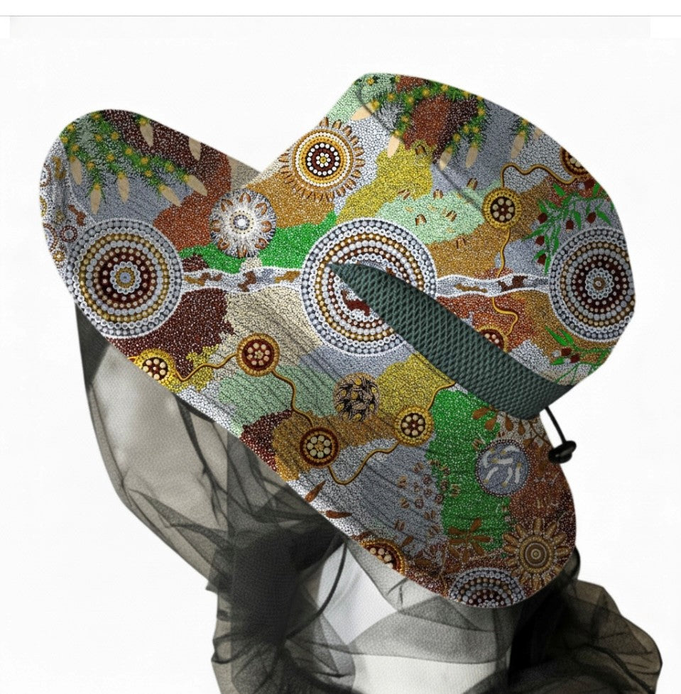 Indigenous Art fly net hats, hats with fly nets – Dreamtimez